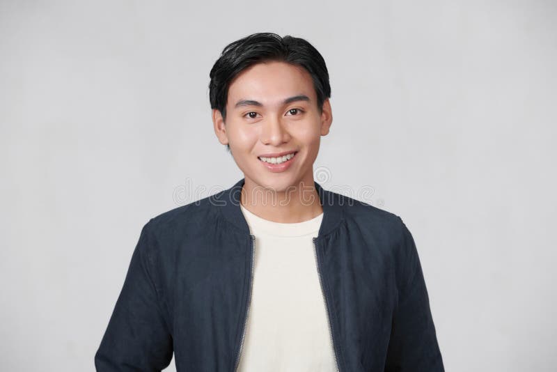 Normal Young Man Standing on a White Background Stock Image - Image of ...