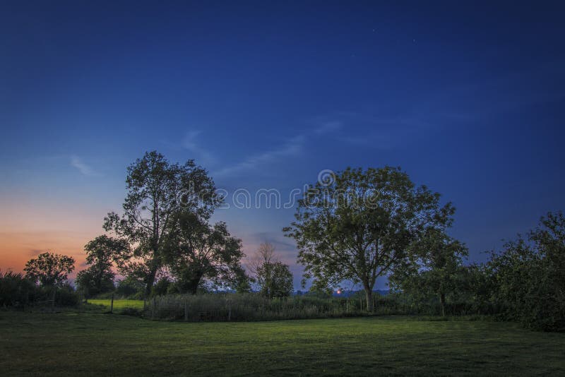 Night in the countryside stock image. Image of chimney - 35513247