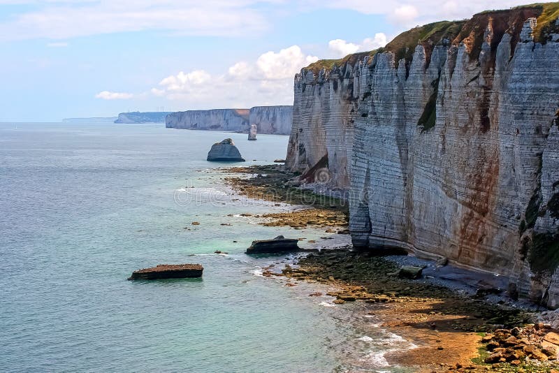Normandy limestone cliffs stock photo. Image of lowland - 92810480