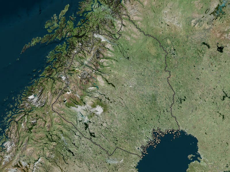 Norrbotten, Sweden. High-res Satellite. No Legend Stock Illustration ...