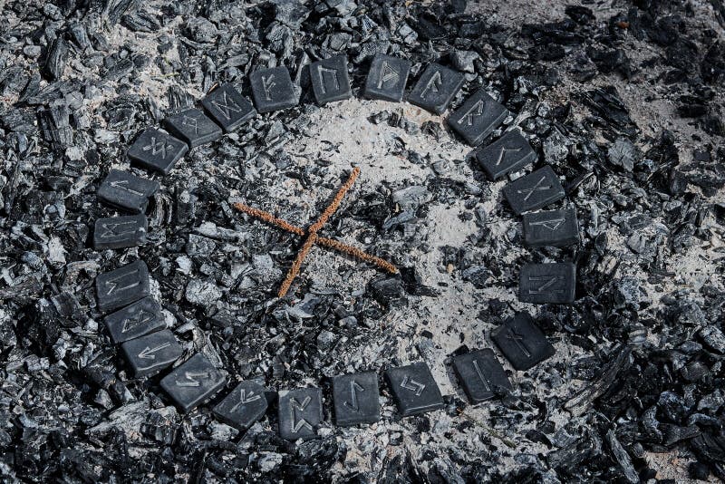 Norse Rune Gebo on Ashes Backgorund Inside the Circle of 24 Norse Runes ...
