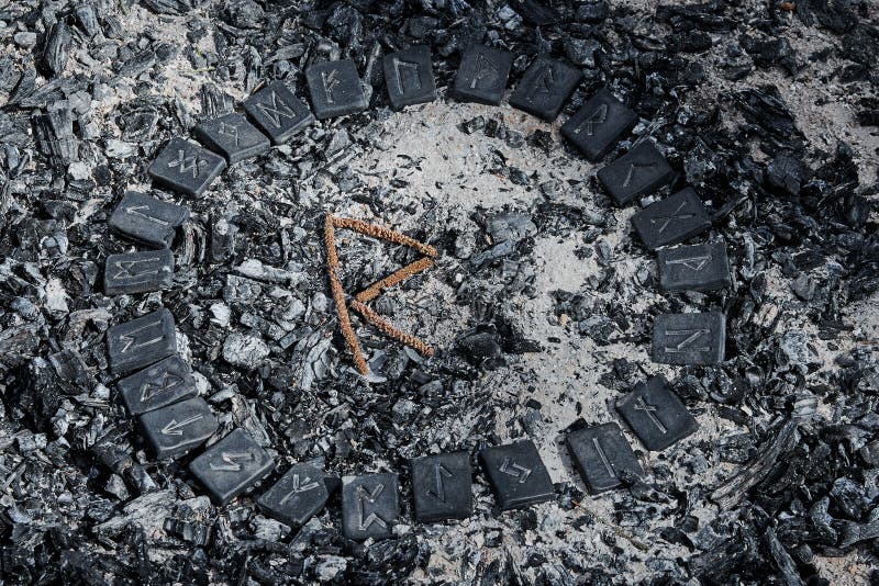 Norse Rune Raidho on Ashes Backgorund Inside the Circle of 24 Norse ...