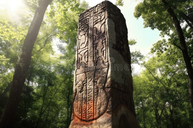 Norse Runes Carved into a Standing Stone Stock Illustration ...