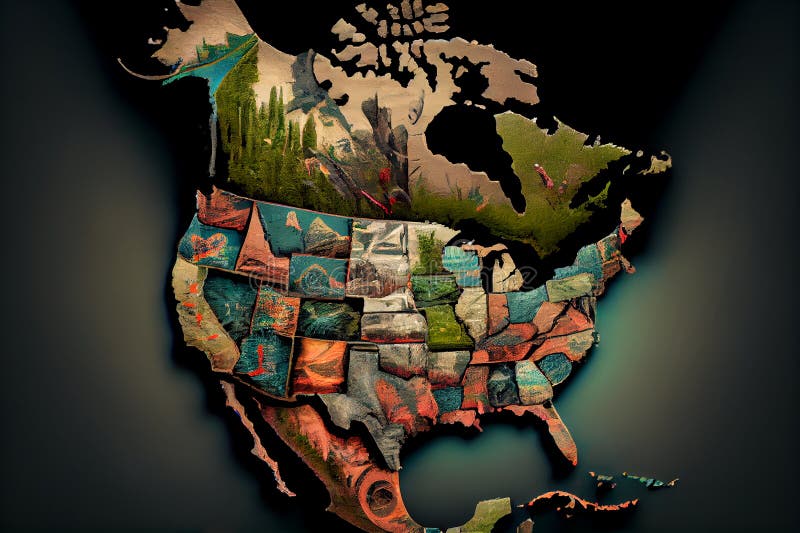North America, America the Creative Map Stock Illustration ...