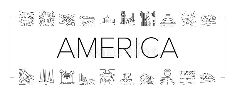 North America Famous Landscape Icons Set Vector Stock Vector ... North America Famous Landscape Icons Set Vector Stock Vector ...
