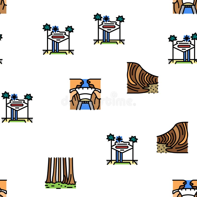 North America Famous Landscape Vector Seamless Pattern Stock Vector ...