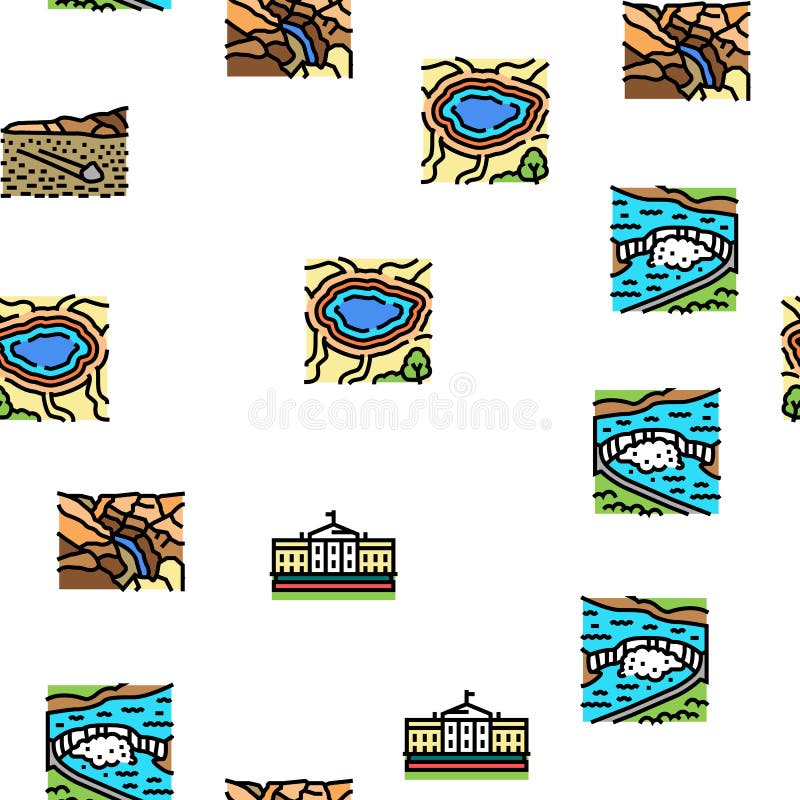 North America Famous Landscape Vector Seamless Pattern Stock Vector ...