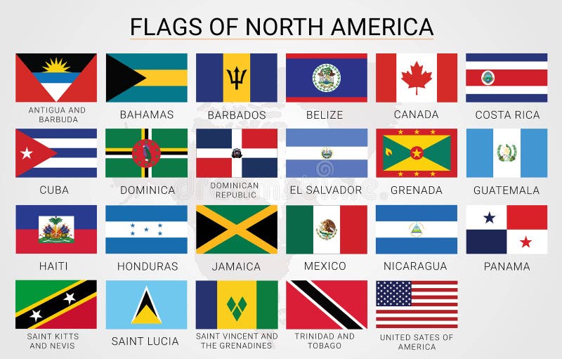 Flags Pack of North America. Vector Illustration of Central America ...
