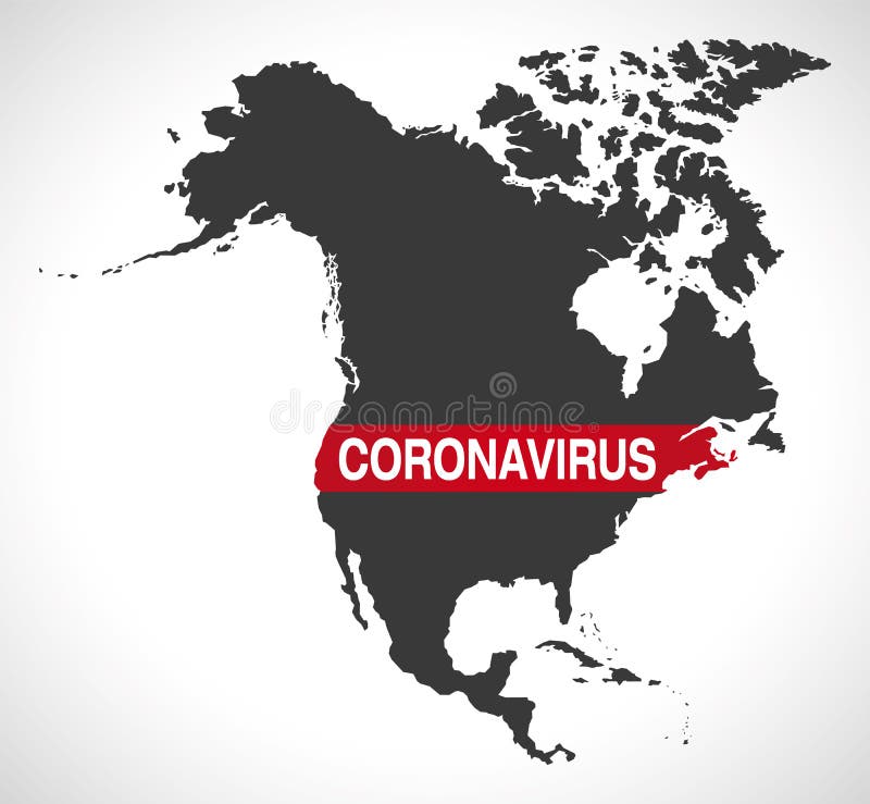 North America Map with Coronavirus Warning Illustration Stock Vector ...