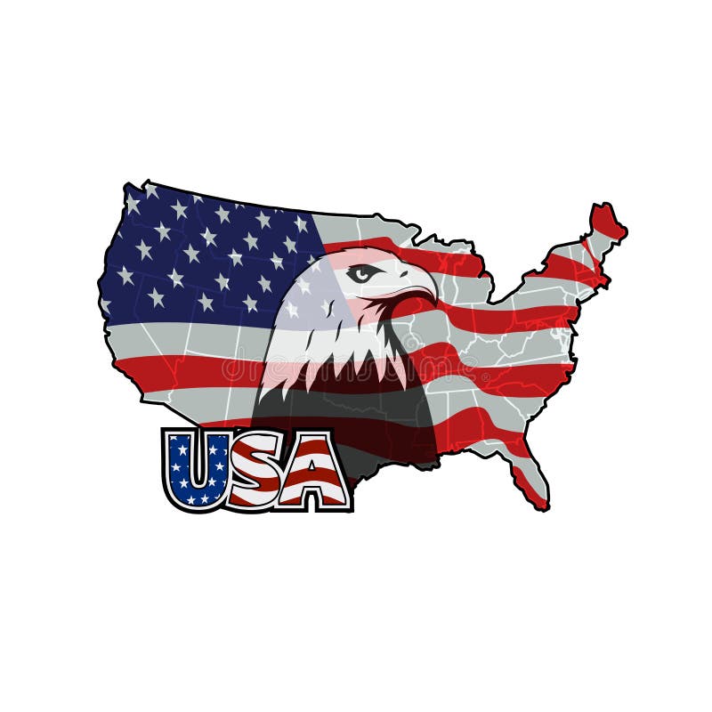 North America Map with Eagle Vector Illustration Stock Vector ...