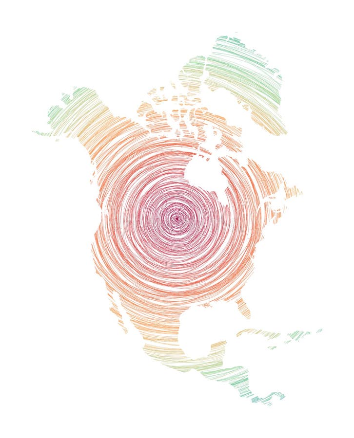 North America Map Filled with Concentric Circles. Stock Vector ...