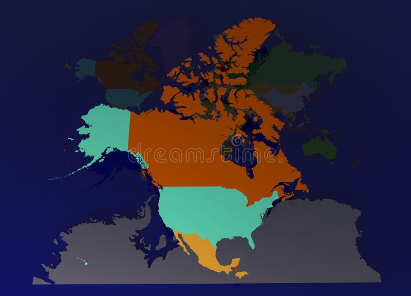 North America Map Over World Map Stock Illustration - Illustration of ...