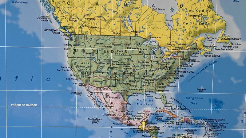 North America Political Map Stock Photo - Image of guatemala, color ...