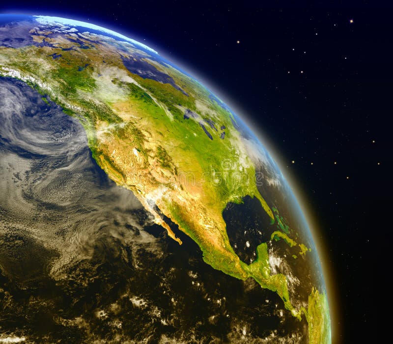 North America from space stock illustration. Illustration of orbiting ...