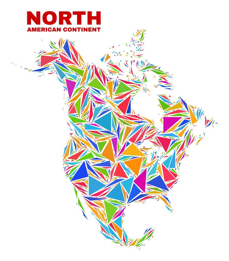 North America V2 Map - Mosaic of Color Triangles Stock Vector ...