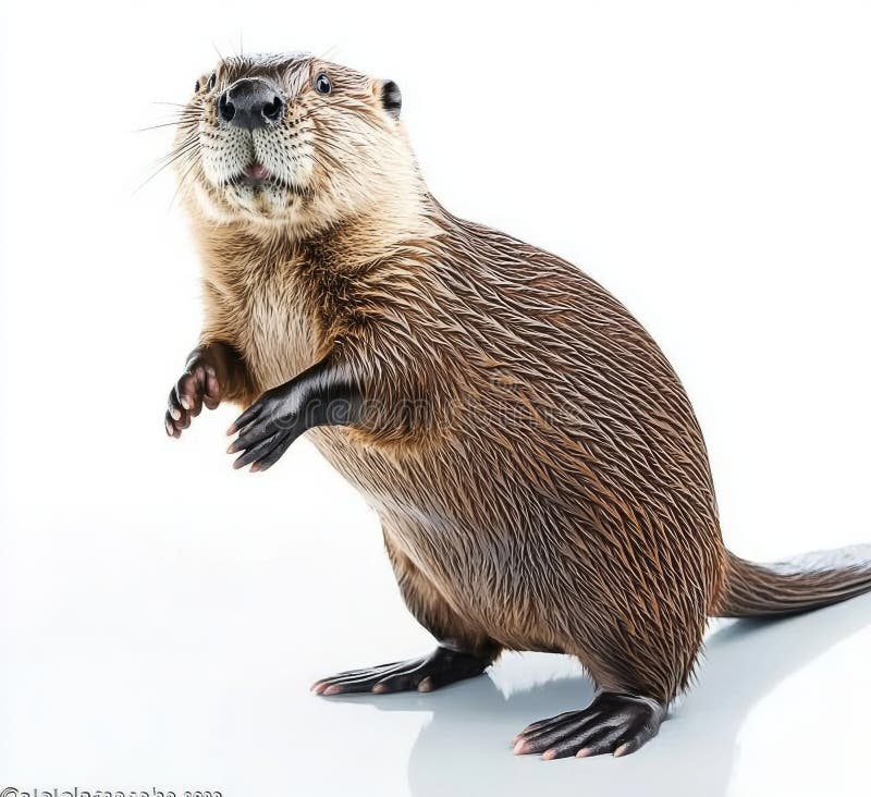 North American Beaver on a White Background Stock Image - Image of ...