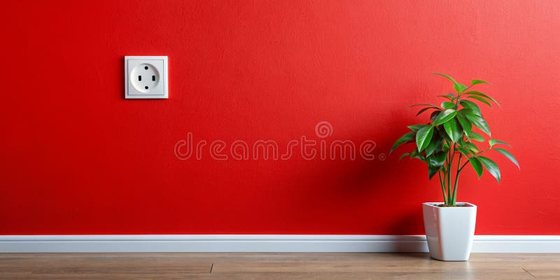 North American Electrical Socket on the Corner of a Bright Red Wall by ...