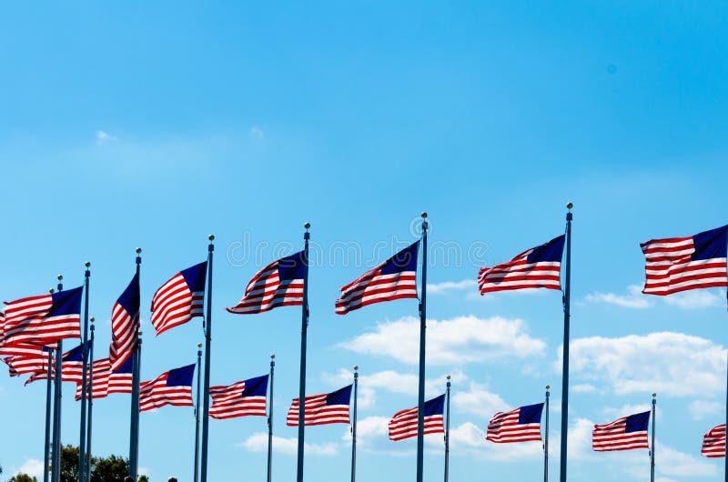 North American Flags Waving Under Blue Sky Stock Photos - Free ...