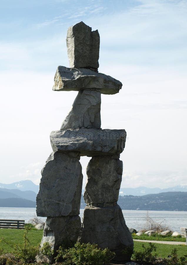 Inukshuk, Canada stock photo. Image of summit, park, mountain - 3315602