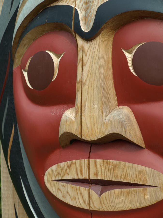 Indian totem pole face stock photo. Image of spirit, pole - 16643434