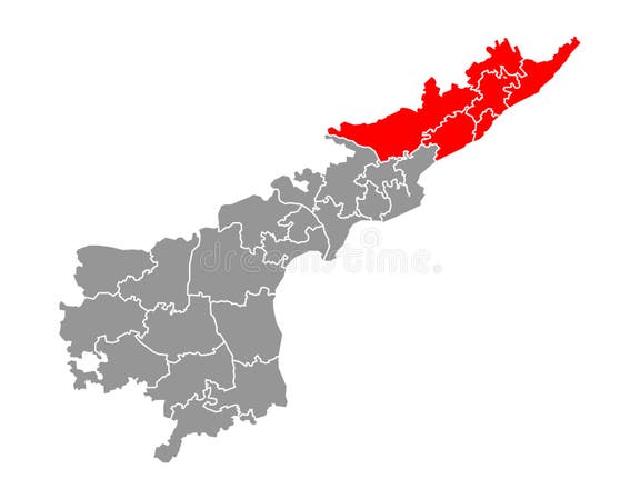 North Andhra Highlighted on Andhra Pradesh State Map, India Stock ...