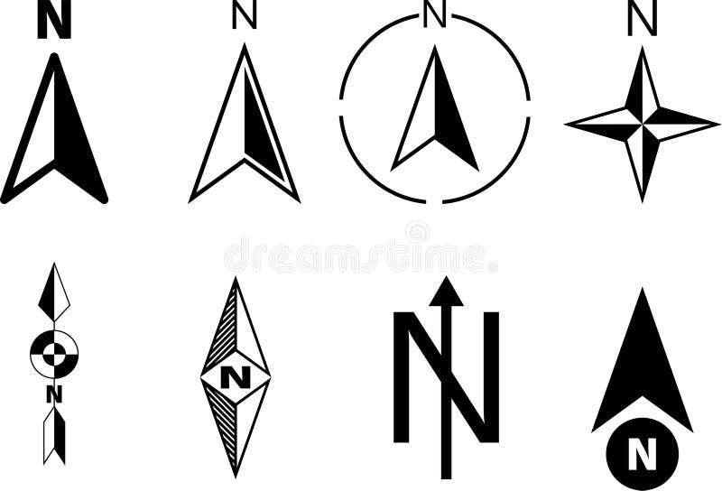 North Arrow Icon Set. GPS North Pointer for Navigation Signs. Compass ... North Arrow Icon Set. GPS North Pointer for Navigation Signs. Compass ...