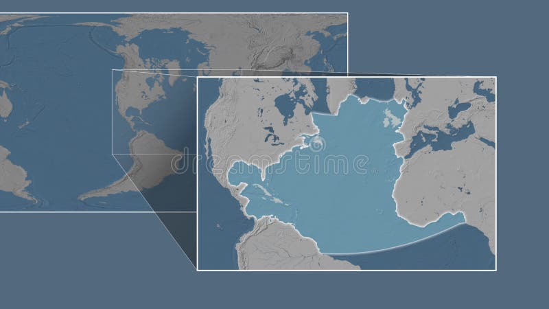 North Atlantic Ocean. Steel Blue Map. Patterson Cylindrical. Diagram ...