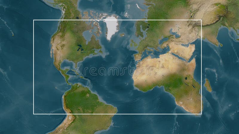 North Atlantic Ocean. Satellite Map. Patterson Cylindrical. Close-up ...