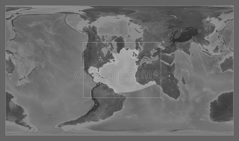 North Atlantic Ocean on the World Map. Grayscale Stock Illustration - Illustration of basin ...