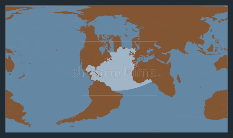North Atlantic Ocean on the World Map. Patterned Stock Illustration ...