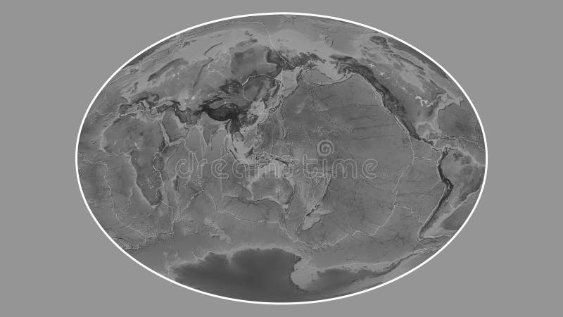 North Bismarck Plate - Global Map. Fahey. Grayscale Stock Illustration ...