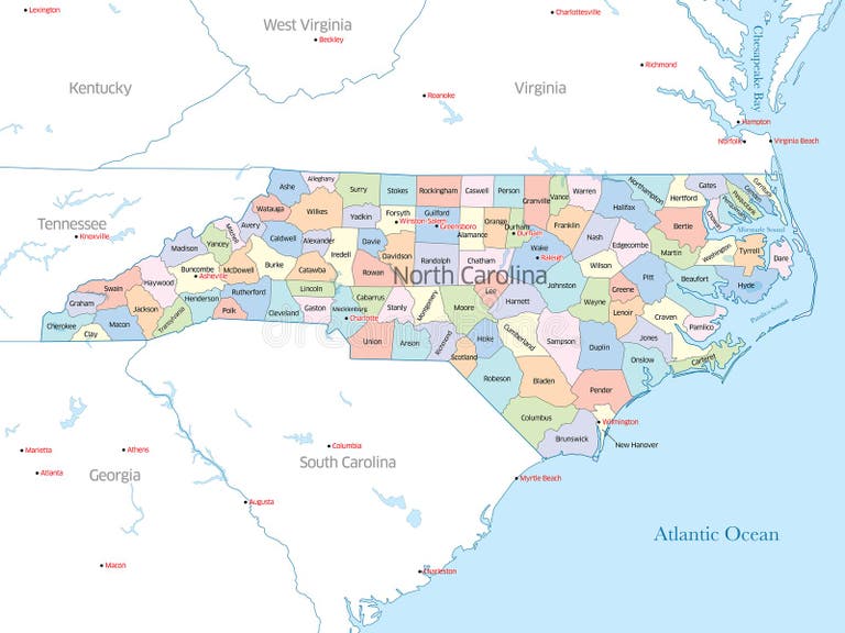 North Carolina Counties Map Stock Illustration - Illustration of ...