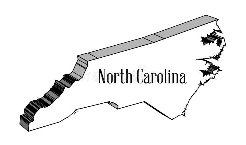 North Carolina 3D Map stock vector. Illustration of contour - 236642893