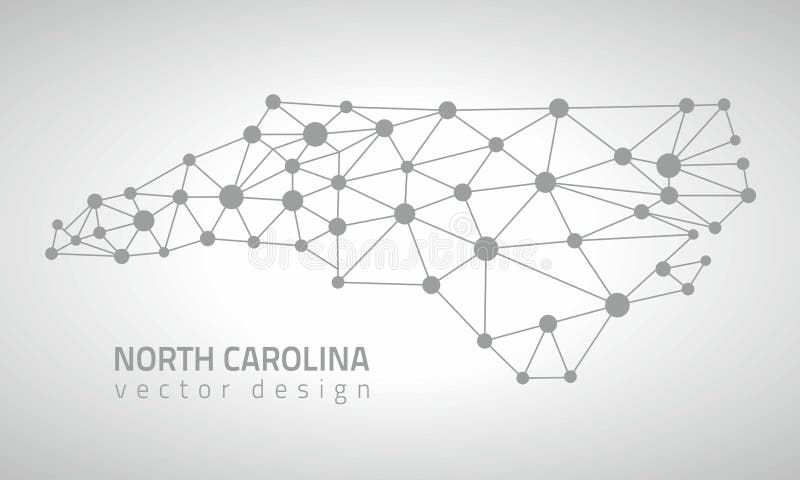 North Carolina Grey Vector Dot Outline Triangle Map Stock Vector ...