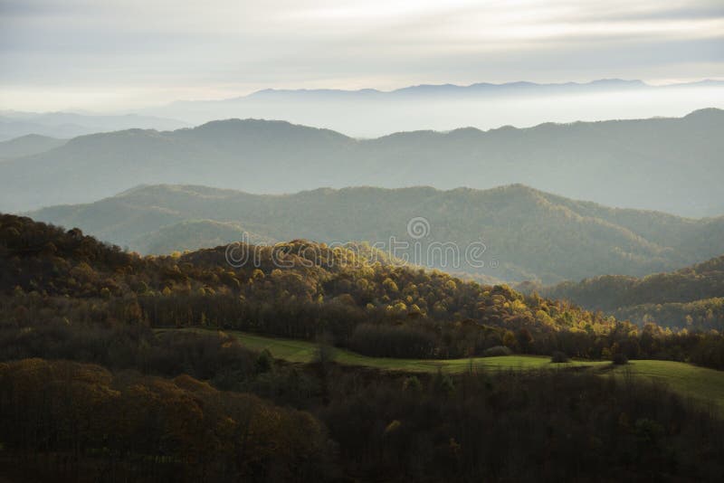 North Carolina Landscape in the Fall Stock Image - Image of blue ...