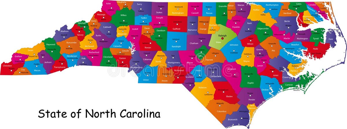 North Carolina Map Counties Stock Illustrations – 447 North Carolina ...