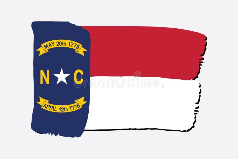 North Carolina State Flag with Colored Hand Drawn Lines in Vector ...