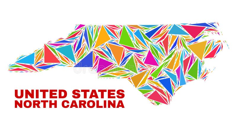 North Carolina State Map - Mosaic of Color Triangles Stock Vector ...