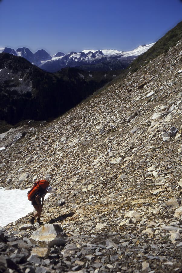 Climber on Scree in the North Cascades Editorial Photography - Image of ...