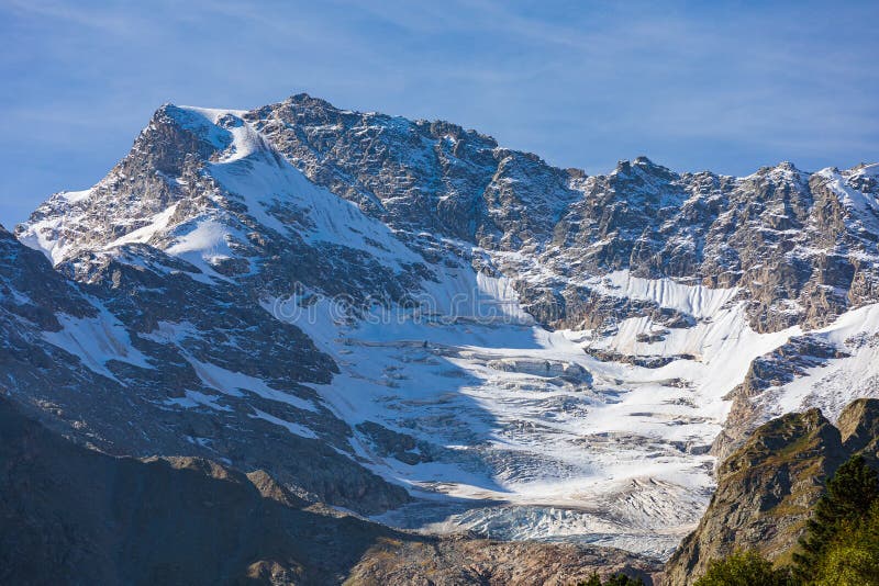 North Caucasus, High Mountains of Ossetia, Glacier in the Mountains ...