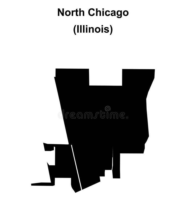 North Chicago outline map stock vector. Illustration of illinois ...