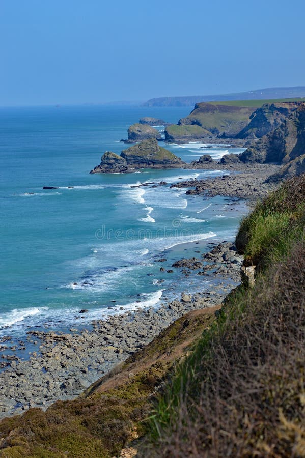 St Agnes Cliffs, Cornwall, England. Sea View Stock Image - Image of ...