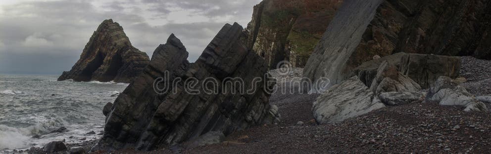 North Coast of Devon stock photo. Image of geology, vacation - 350175152