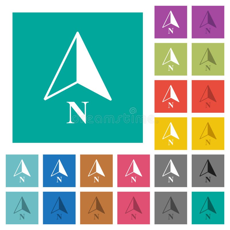 North Compass Direction Square Flat Multi Colored Icons Stock Vector ...