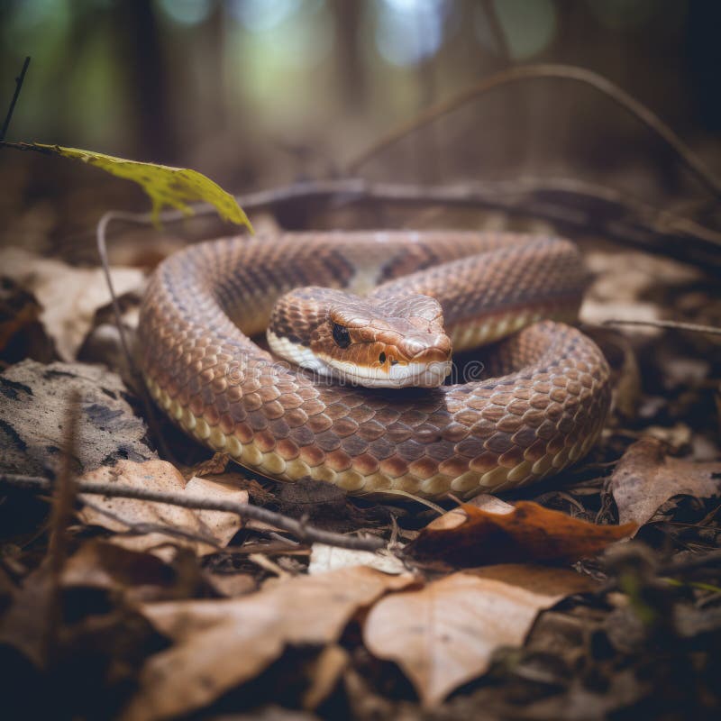 A North Copperhead Snake on a Forest Floor Stock Image - Image of ...