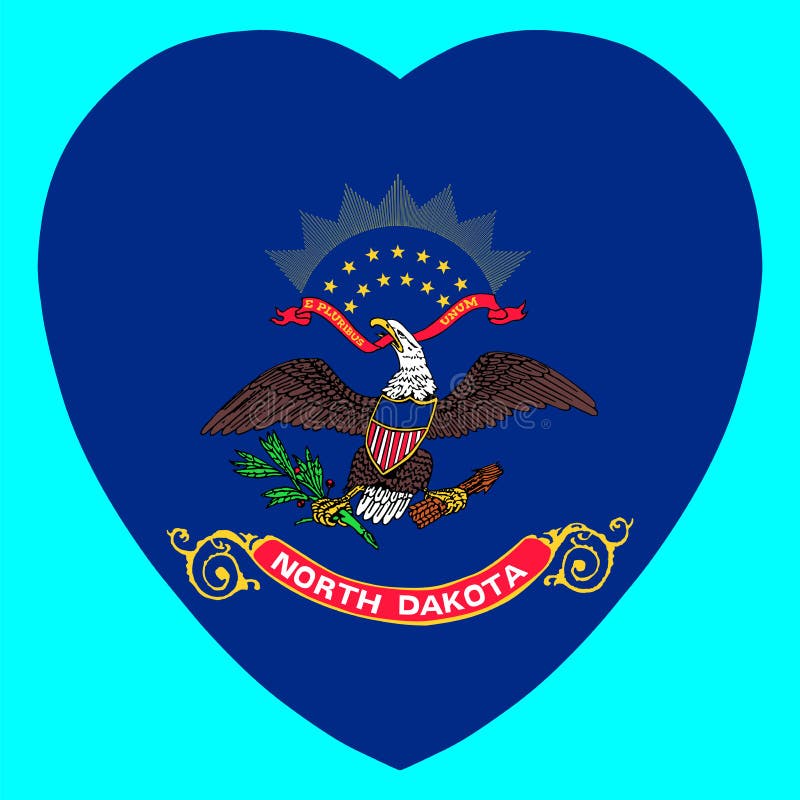 North Dakota Flag in Heart Shape Vector Stock Vector - Illustration of ...