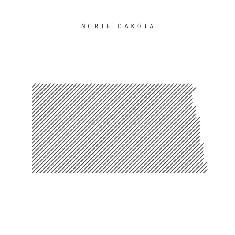 North Dakota Map from Pattern of Black Slanted Parallel Lines. Flat ...