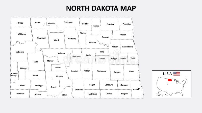 North Dakota Map. State and District Map of North Dakota Stock Vector ...