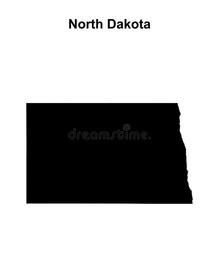 North Dakota outline map stock vector. Illustration of contour - 360688686