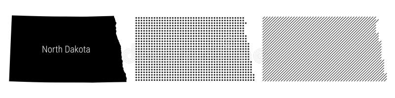 North Dakota Silhouette Map and Two Patterns of Dots and Slanted Lines. Flat Vector Illustration ...